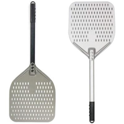 Cina 12 Inch Pizza Shovel Aluminum Pizza Turning Peel Black Hard Aluminum Perforated Detachable Pizza Peel in vendita