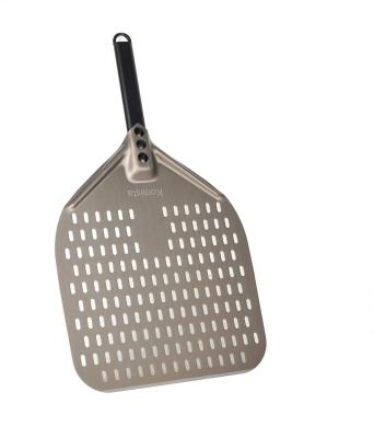 Cina 12 Inch Pizza Shovel Aluminum Pizza Turning Peel Black Hard Aluminum Perforated Detachable Pizza Peel in vendita