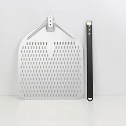 Cina 12 Inch Pizza Shovel Aluminum Pizza Turning Peel Black Hard Aluminum Perforated Detachable Pizza Peel in vendita
