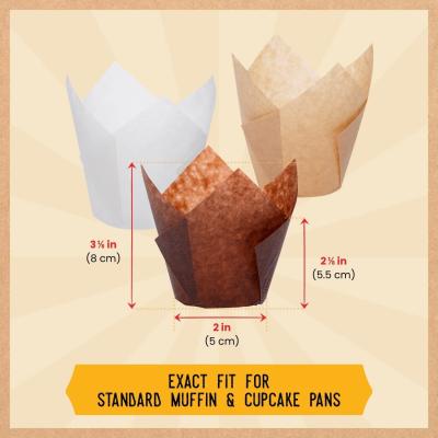 Cina Fodere di Tulip Baking Paper Cup Cupcake della fodera del muffin 7,7 x 3,5 x 3,3 pollici in vendita