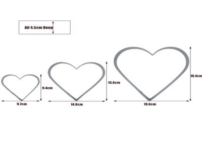 Cina Muffa di cottura del dolce di forma del cuore, anelli del dolce della mousse del modanatura del cuore dell'acciaio inossidabile in vendita