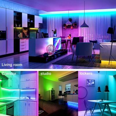 China 180LEDS 10M RGB 5050 Led Strip Light met TUYA WIFI Control 24Key IR Remote en Music Sync PCB Breedte 10mm Te koop