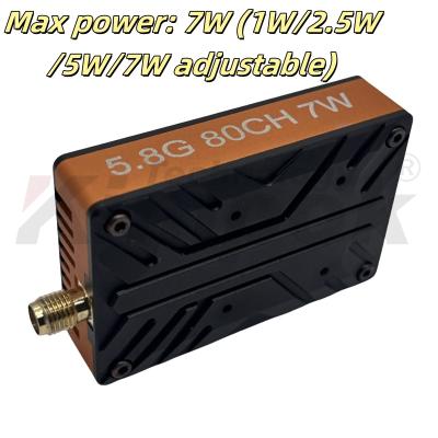 China 7W 5.8G VTX 80CH FPV Video Transmitter FPV Transmission 5.8Ghz VTX for FPV Racing Weight 56g High Power Long Range Transmission for sale