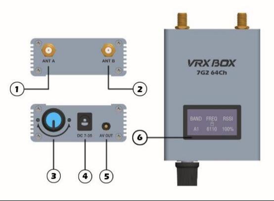 Quality 6 GHz - 7 GHz VRX FPV Drone Video Receiver 6-7G 64CH 6110-7210MHz for sale