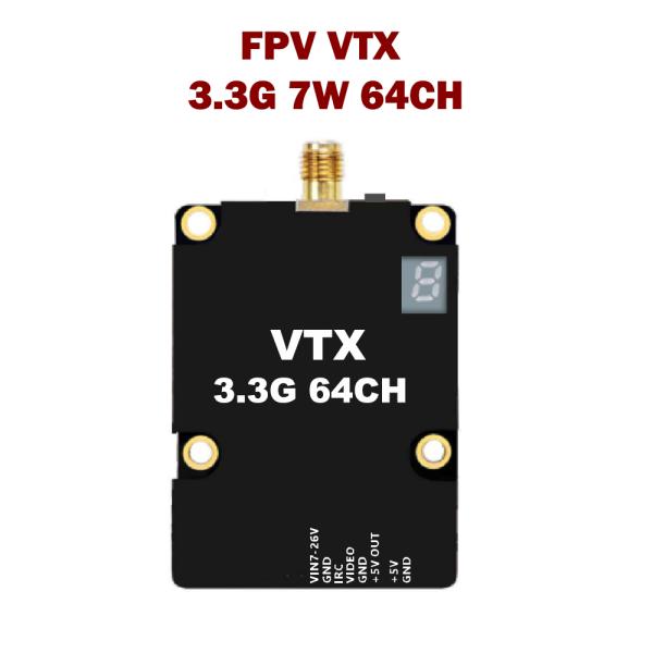Quality VTX FPV Video Transmitter 3.3GHz 30-40km LOS 7W 30.5 * 30.5 Installing Hole for sale