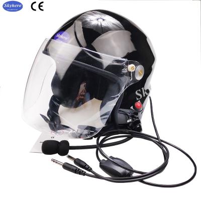 China Noise Cancel PPG  Black Helmet With Full Headset EN966 Certificated Paramotor Helmet China Supplier blue red black for sale