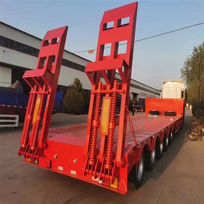 China Staal-ophanging lage platte-bed half-aanhangwagen voor hydraulische sleeptruck 3 as platte-bed Te koop