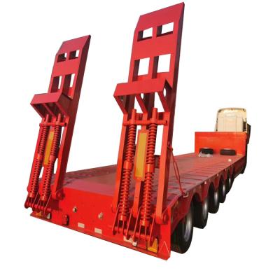 China 60 ton laagbed platbed half-trailer met luchtophanging en zware ladingcapaciteit Te koop