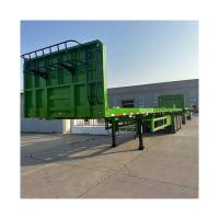 Quality Red Customize 3 Axles Flatbed Container Chassis Flat Bed Semi Trailer at with for sale