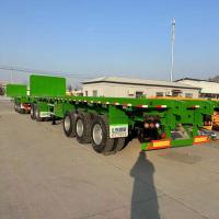 China Interlink Flatbed Truck Trailer Double Towing Container Flatbed Semi Trailers for sale