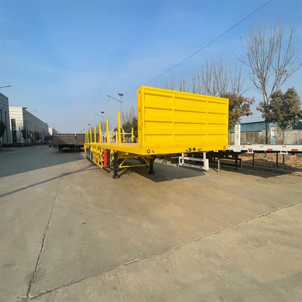 Quality 13750*2550*3850mm Steel 3 Axle 40Ton 60T 28Ton Land Gear Container Flatbed Semi for sale