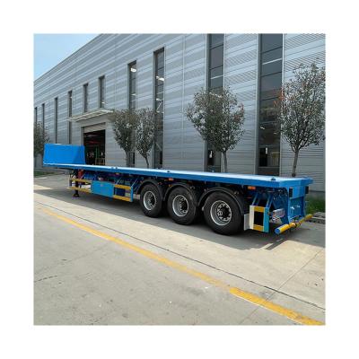 China Suspensión mecánica 3 ejes 4 ejes remolque de contenedores 40 ft 45 ft 20 ft remolque de cama plana en venta