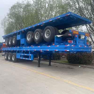 China 30 ton 40 ton 60 ton container aanhangwagen 3 as 4 as trekker platte half-aanhangwagen Te koop