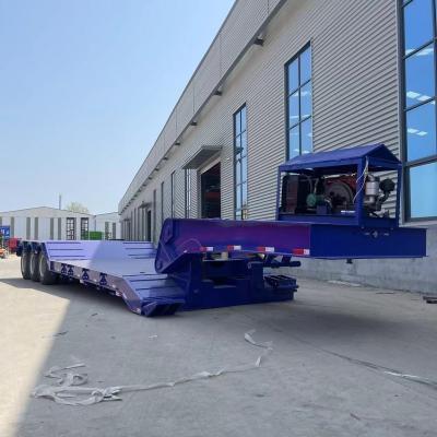 China 13T 60T Lowboy Semi-Trailer Truck Excavator Loading Low Bed Steel Trailer with 12R22.5 Tyre for sale