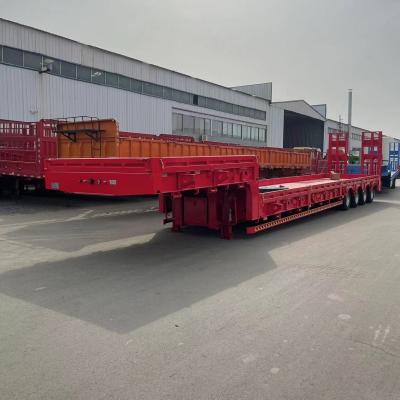 China 60T Max Payload Steel Container Chassis Loader Lowbed Truck Low Platform Semi-Trailer for sale