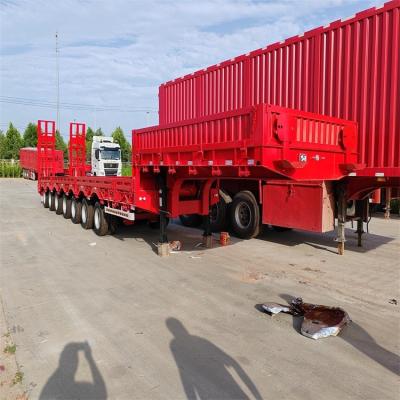 China 60T Max Payload Steel Container Chassis Loader Lowbed Truck Low Platform Semi-Trailer for sale