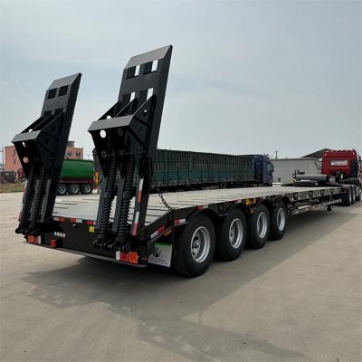 China Klanten Optioneel 50-55 ton 4 asselige platte half-trailer met lang laag bed chassis Te koop