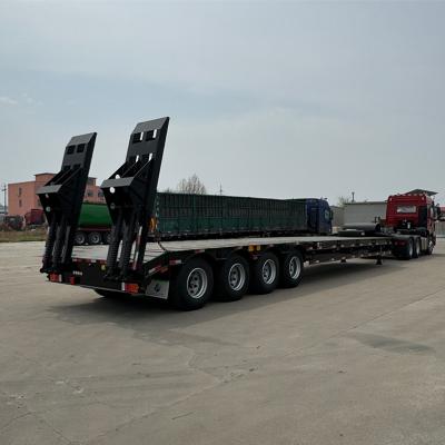 China Klanten Optioneel 50-55 ton 4 asselige platte half-trailer met lang laag bed chassis Te koop