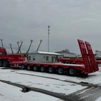 China 8Axle Hydraulic Extendable Gooseneck Drop Deck Flat Low Bed Loader Platform Lowboy Semi Trailer for sale