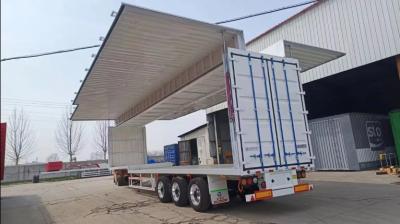 China Mechanical Suspension 3 Axle 60 Tons Box Wing Open Box Curtain Semi Truck Trailer for sale