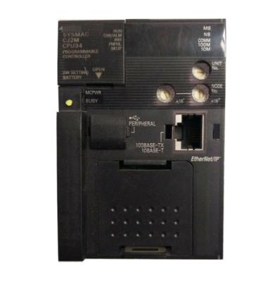 China CJ2M-CPU34，CPU with built-in EtherNet/IP port, 30K steps program, 32K words data memory, 32K words x 4 banks EM, 2560 I/O max, option port for RS-232C/485, USB programming port,  in stock for sale