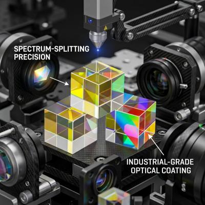 China Manufacture Optical Glass Cube Beam Splitter Glass Prism Custom X Cube Photography for sale