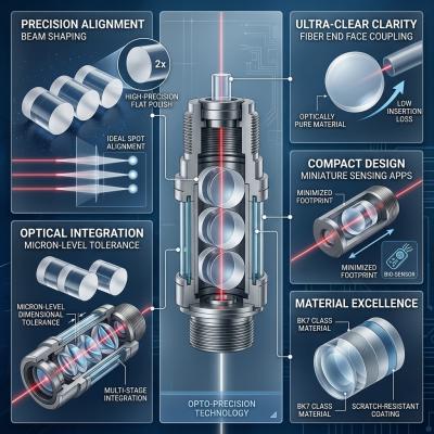 China Transparent 76.2mm 100mm Sapphire Rod Optical Collimator for sale