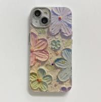 Quality Flexible TPU Flower Blue Rhinestone Phone Case Iphone 11 Anti Slip for sale
