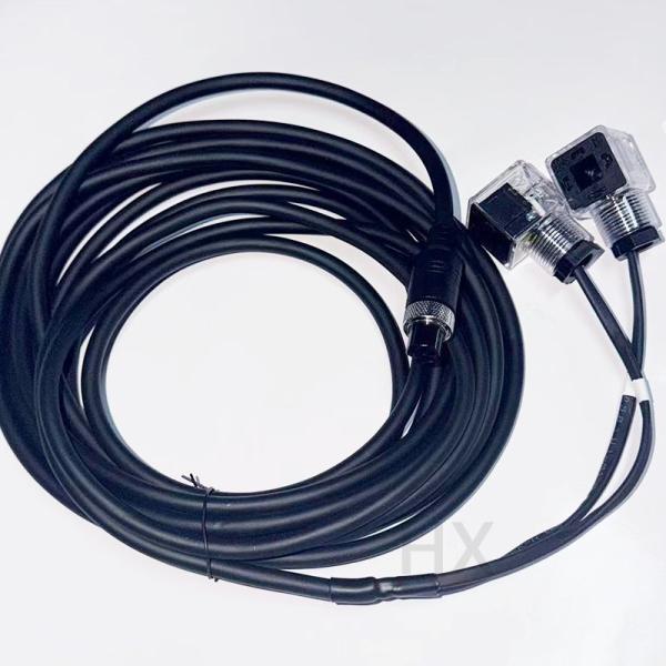 Quality 1-to-2 M12 Solenoid Valve Splitter Cable, Custom Wiring Harness for Agricultural Machinery with Square Valve Connectors. for sale