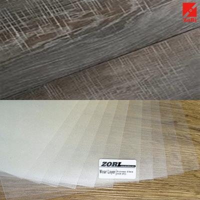 中国 0.5mm 0.7mmポリ塩化ビニールのフィルムの摩耗の層の防水Antiwear床張りの層の製造者 販売のため