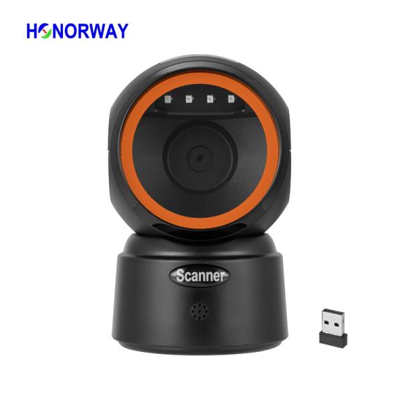 Quality 1D 2D QR Wireless Hands Free Desk Barcode Scanner With Offline Storage OPOS Compatibility for sale