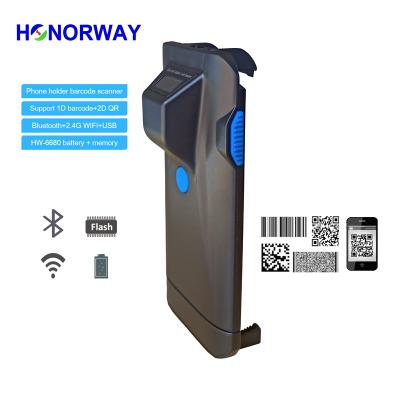China 1D 2D Bluetooth Wireless Back Clip Portable Barcode Scanner with Smartphone-Powered Scanning for Android Apple OS for sale