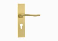 China Security Luxury Solid Brass Gold Interior Door Pull Handle Lock Set 133mm 63mm for sale