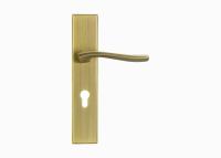 China Security Luxury Solid Brass Gold Interior Door Pull Handle Lock Set 133mm 63mm for sale