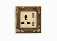 China Yellow Bronze / Brass Wall Switch , Standard Wall Socket Nordic Style for sale