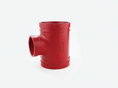 China Ductile Iron Tee Fitting with Red Epoxy Paint Coating and Flanged End Connection for Fire Protection Systems for sale
