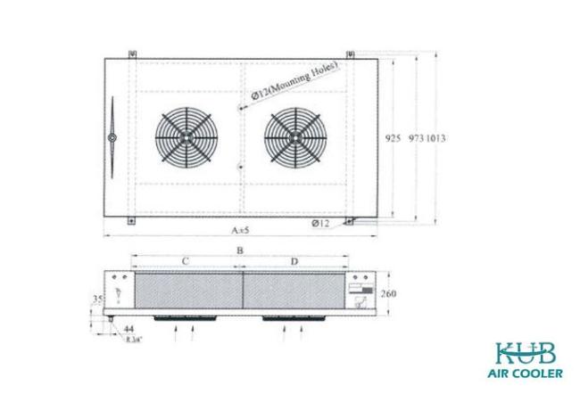 4HP  one fan air cooler ceiling Cool Room Evaporator Dual Discharge Unit Coolers Industrial Standard Universal