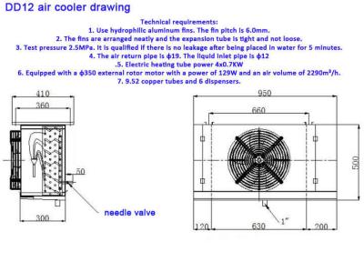 Cina DD12 Coil di evaporatore idrofilo di alluminio con pinna di raffreddamento dell'aria con cerniere Evaporatore con valvola di espansione evaporatore per camera fredda in vendita