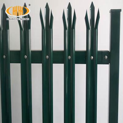 China w type green pvc coated palisade fencing manufacturer/ Powder coating palisade fence with W pale for sale