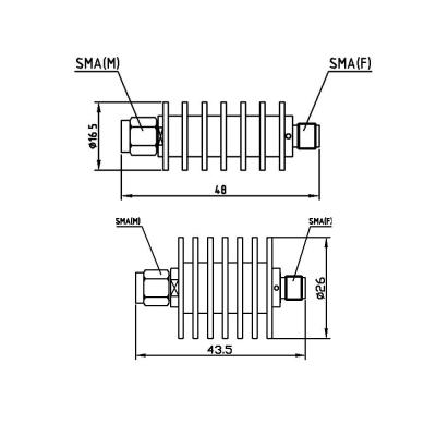 China 10 W Attenuators Connector 2.92mm SMA Attenuator 10 dB DC-26.5 GHz for sale