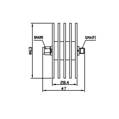 China 25 W Coaxial Fixed RF attenuator SMA attenuator 10 dB DC-26.5 GHz Connector for sale