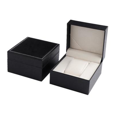 Cina Scatole per orologi in pelle nera Scatole regalo in cartone rigido 120x110x73mm Logo personalizzato in vendita