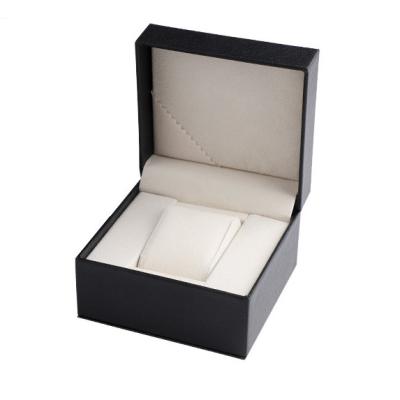 Cina Scatole per orologi in pelle nera Scatole regalo in cartone rigido 120x110x73mm Logo personalizzato in vendita