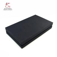 China Custom Matte Black Hard Cardboard Gift Box with Silver Inside and Ribbon Closure for sale