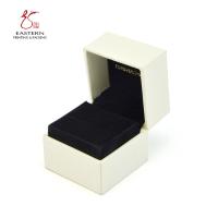 China Custom White Cardboard Ring Gift Box with Black Velvet Lining 4 Color Offset Printing for sale