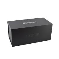 China Black Flat Pack Folding Cardboard Gift Boxes 300x175x100mm Biodegradable Custom Logo for sale