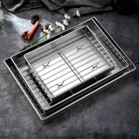 China Stainless Steel Oil Drip Tray Rectangular 332x240mm Fried Chicken String Baking Pan for sale