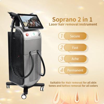 China Ice Soprano Titanium 2 in 1 808nm Diode Laser Haarafhaalmachine en Tatoeage Afhaalmachine for sale