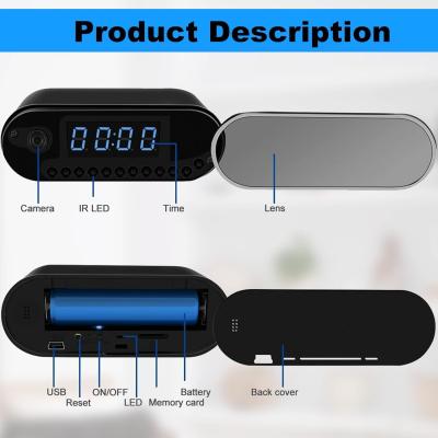 China Black Alarm Clock Hidden Camera 1080P HD Wifi Spy Camera With Night Vision for sale