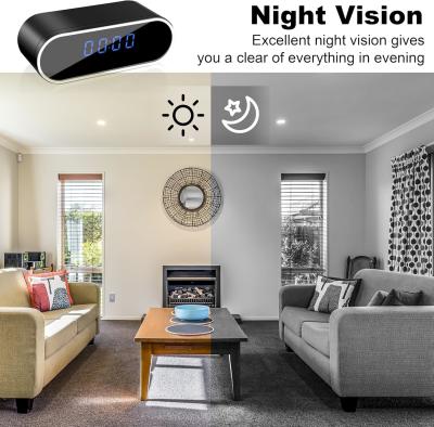 China Black Alarm Clock Hidden Camera 1080P HD Wifi Spy Camera With Night Vision for sale